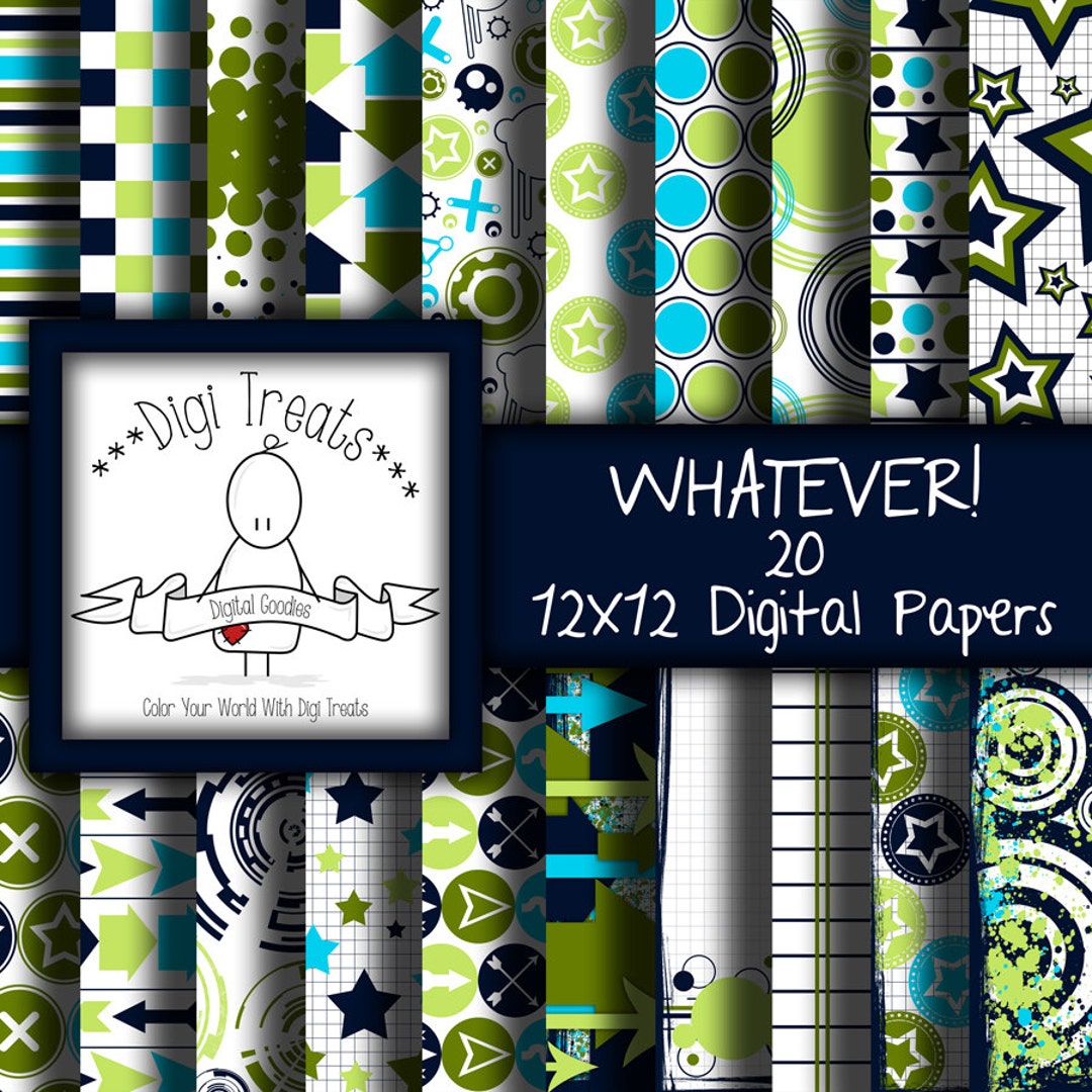 WHATEVER 12x12 Digital Scrapbook Paper, Scrapbooking, Card Making ...