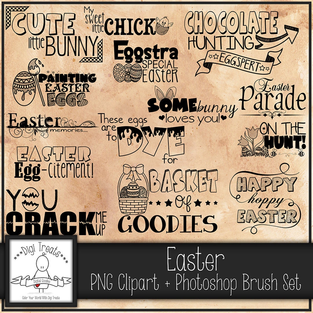 EASTER Word Art (PNG Clip Art) + Photoshop Brush Set, Scrapbooking ...