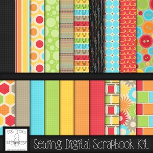 Sewing Digital Scrapbook Kit. Sewing Themed Scrapbook Kit, Digital ...