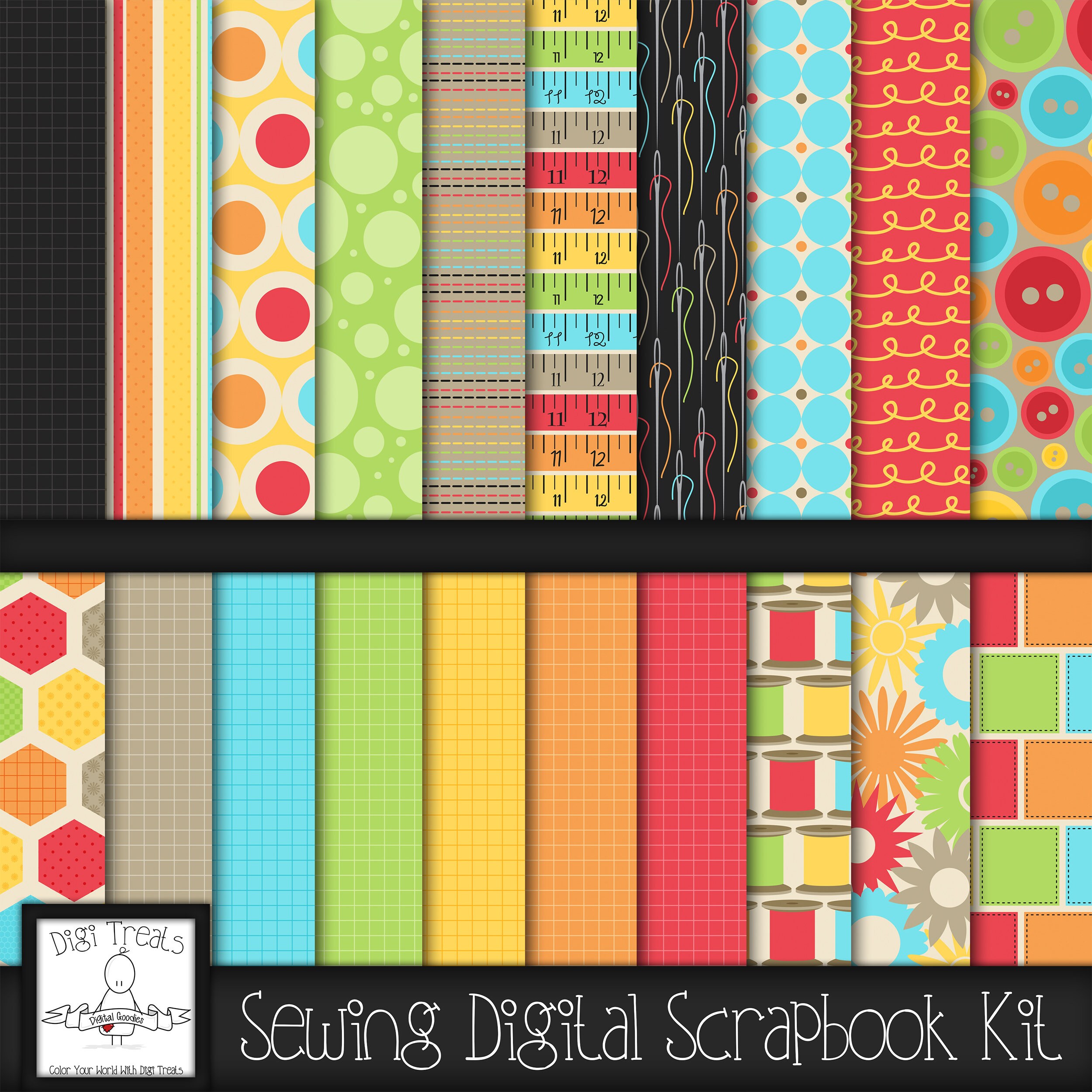 Sewing Digital Scrapbook Kit. Sewing Themed Scrapbook Kit - Etsy UK
