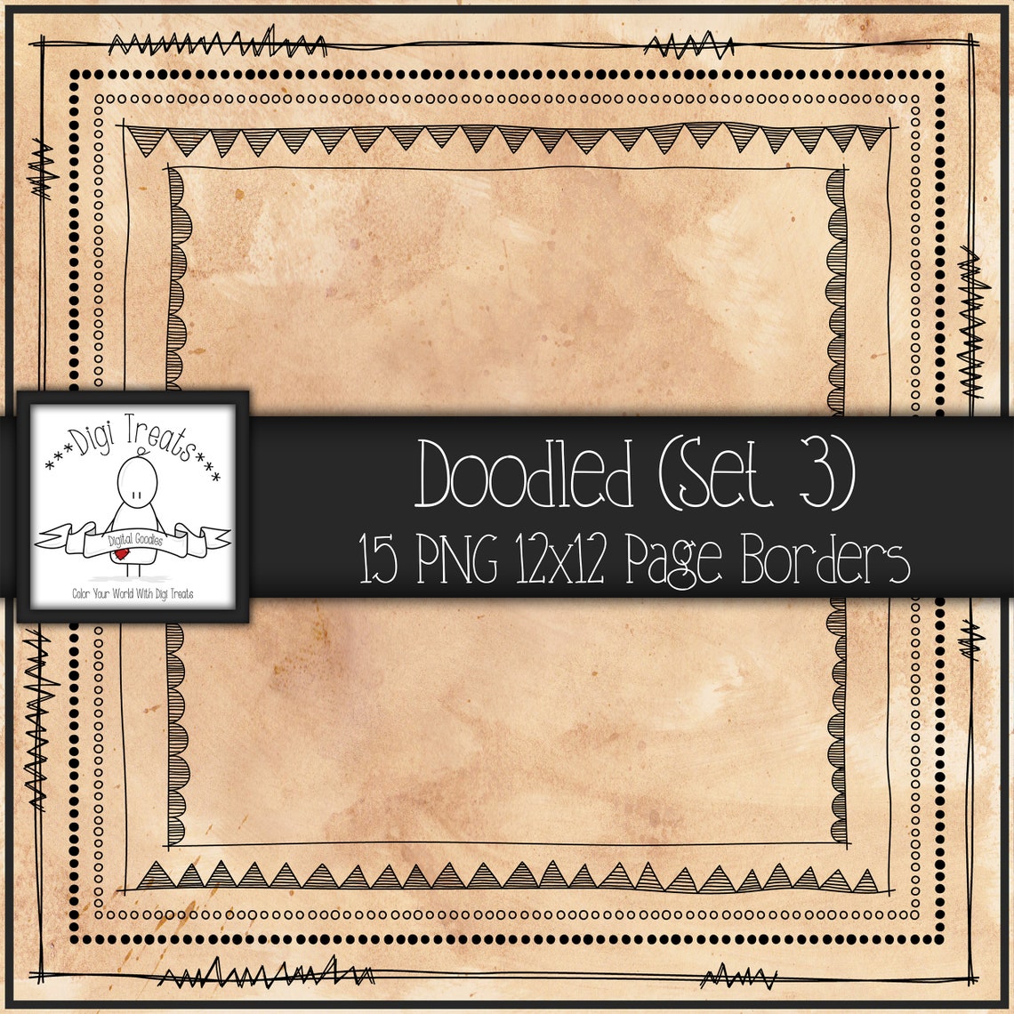 Doodled Set 3. Scrapbook Page Borders. 15 High Quality - Etsy