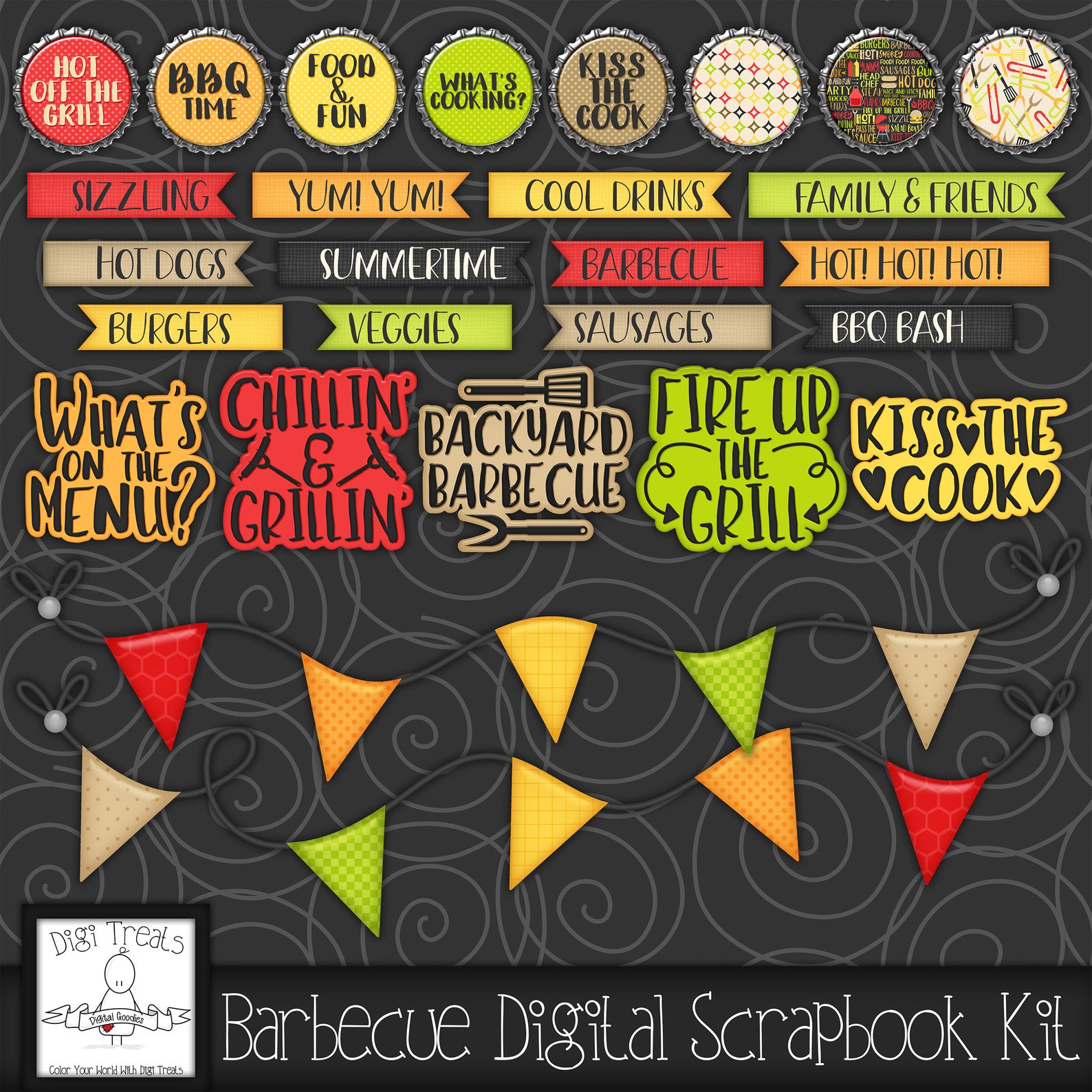 Barbecue Time Digital Scrapbook Kit. BBQ Barbecue Themed - Etsy UK