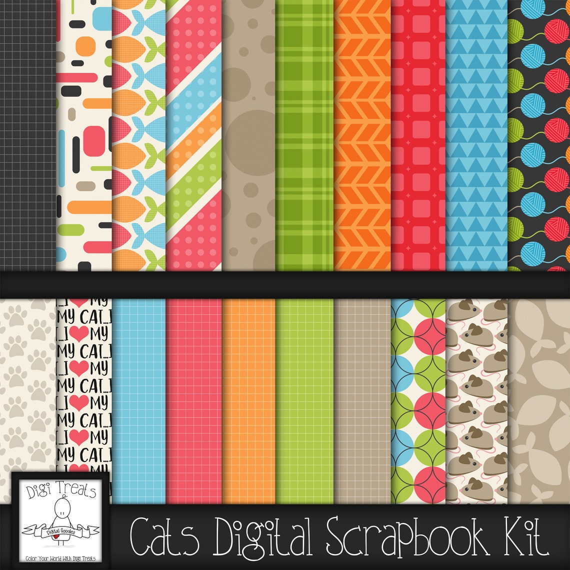 Cat Digital Scrapbook Kit. Cat Themed Scrapbook Kit Digital - Etsy UK