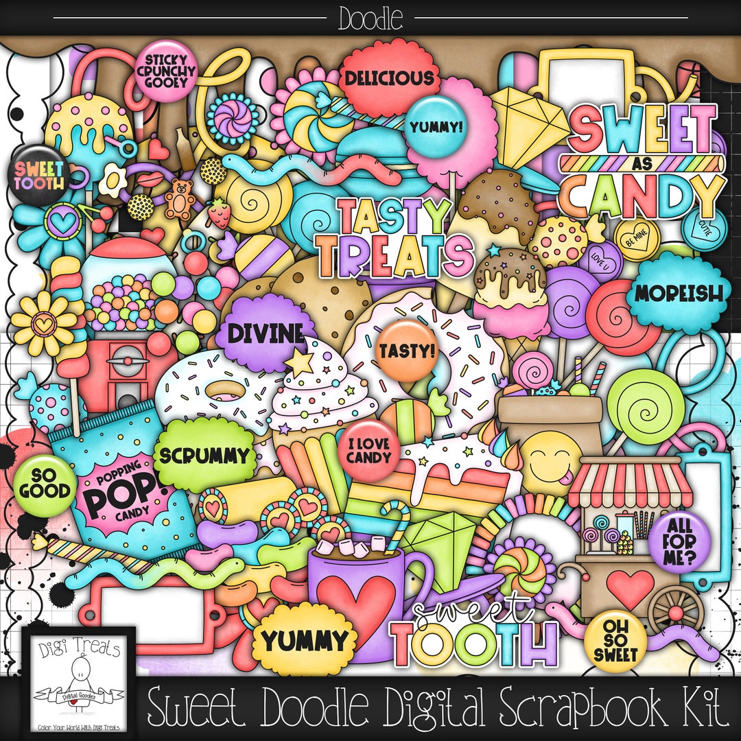 Sweet Doodle Digital Scrapbook Kit. Confectionary Themed Scrapbook Kit ...