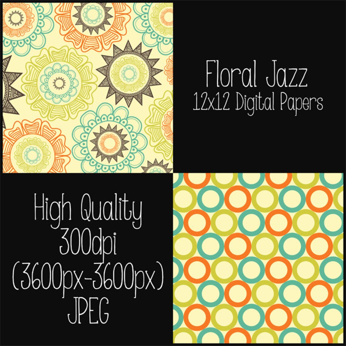 Floral Jazz Digital Scrapbook Paper Pack. 12x12 - Etsy UK