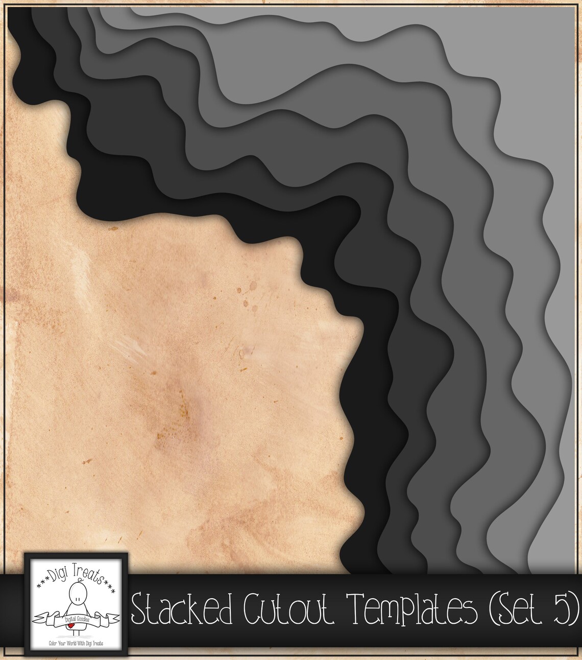 Stacked Cut Out Templates Set 5. PNG 12X12 Templates. - Etsy