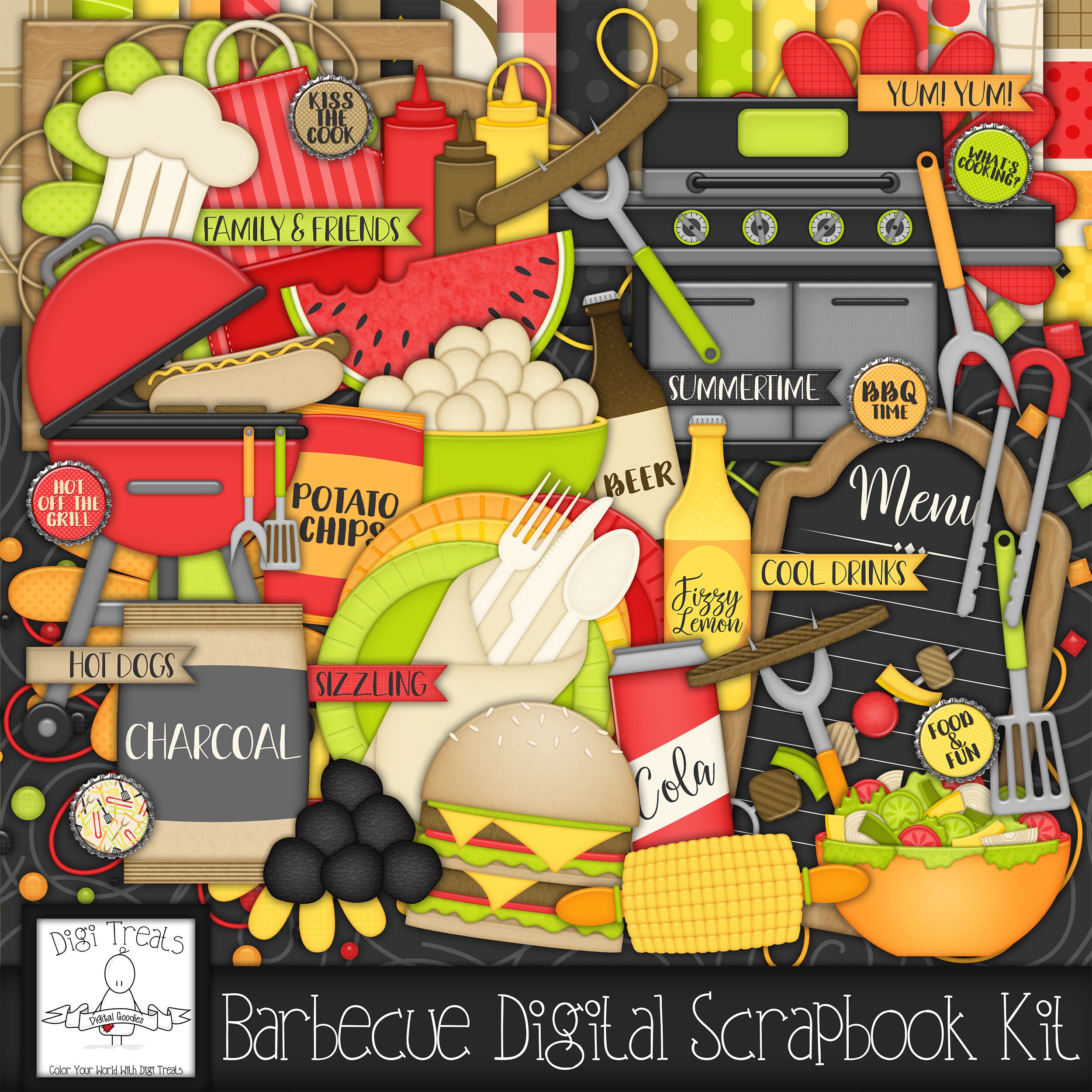 Barbecue Time Digital Scrapbook Kit. BBQ Barbecue Themed - Etsy UK