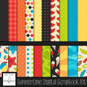 Summertime Digital Scrapbook Kit. Summer Themed Scrapbook Kit, Digital ...