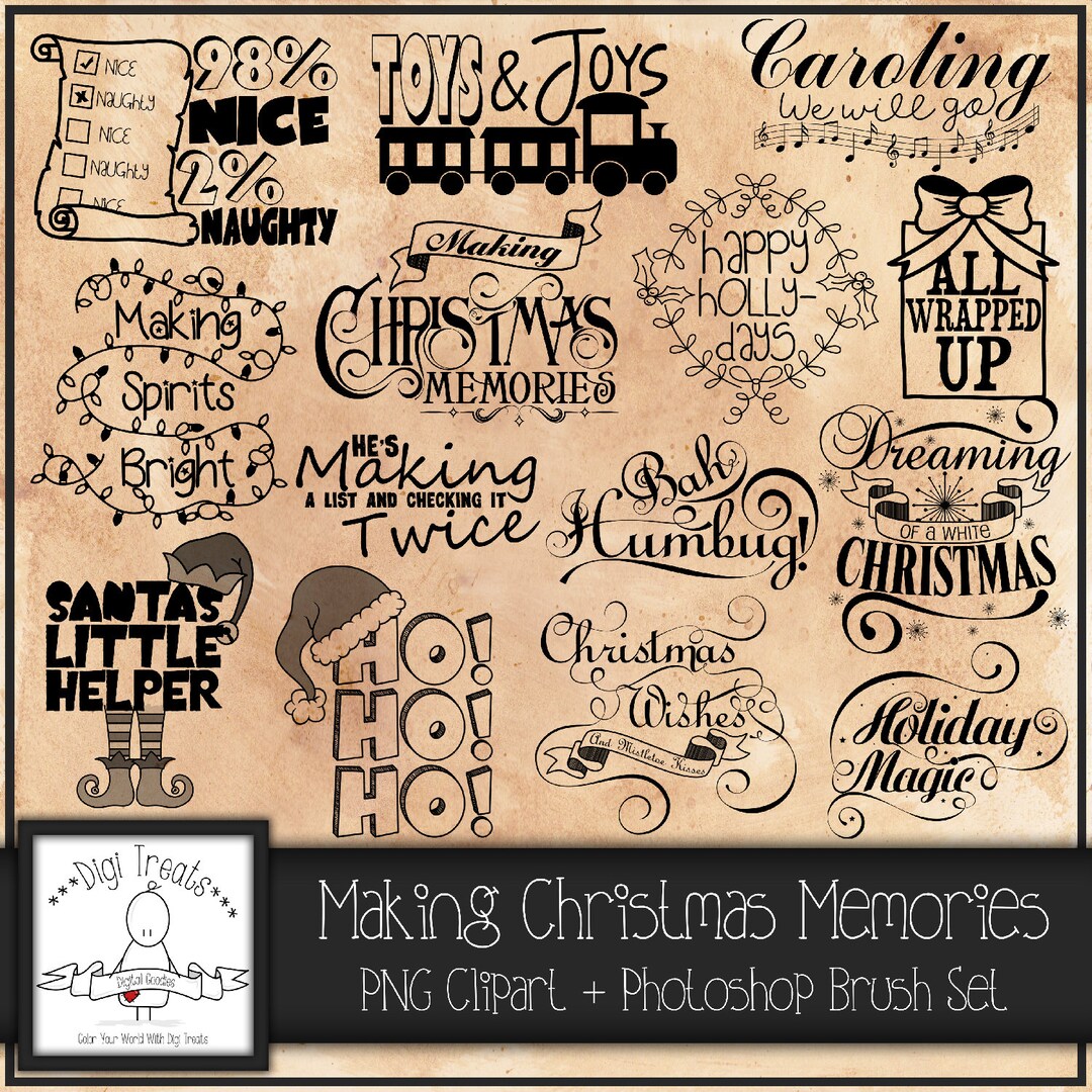 Making Christmas Memories Word Art Photoshop Brushes, Christmas Word ...