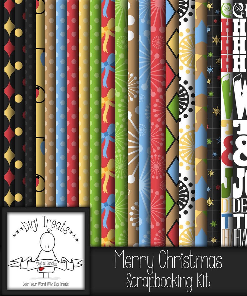Merry Christmas Digital Scrapbook Kit. Holiday Themed - Etsy