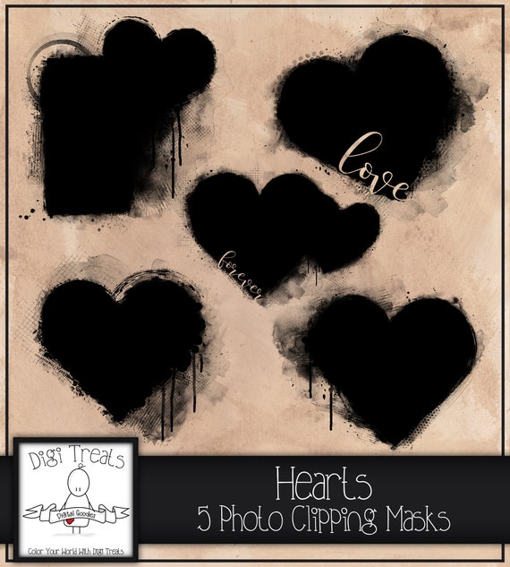 Hearts Photo Clipping Masks. Set Of 5 PNG Clipping Mask Set | Etsy
