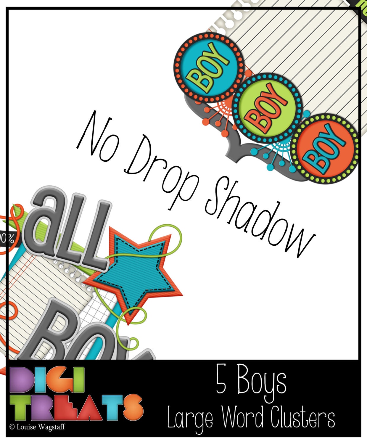 Boys Word Art Clusters 5 Large Clip Art Clusters Boys Themed | Etsy