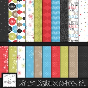 Winter Fun Digital Scrapbook Kit. Winter Themed Scrapbook Kit, Digital ...