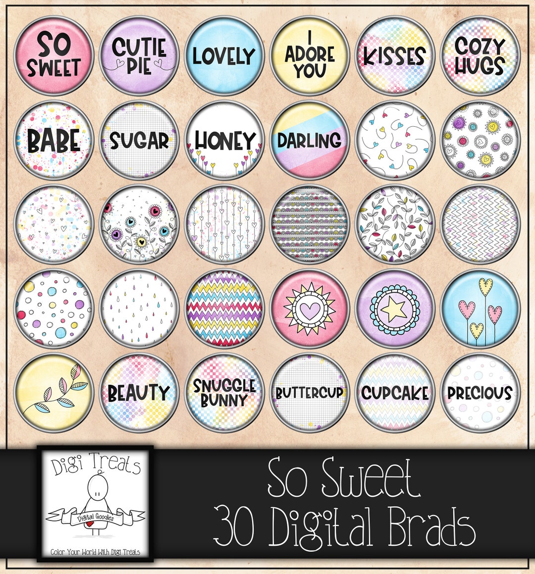 So Sweet 30 Digital Brads, Digital, Scrapbooking, Card Making ...