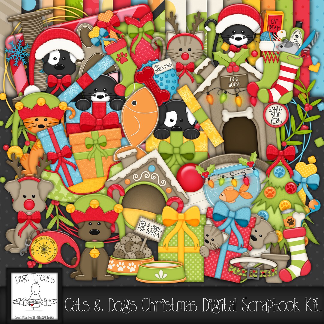 Cats and Dogs Digital Scrapbook Kit. Cats and Dogs Themed Scrapbook Kit ...
