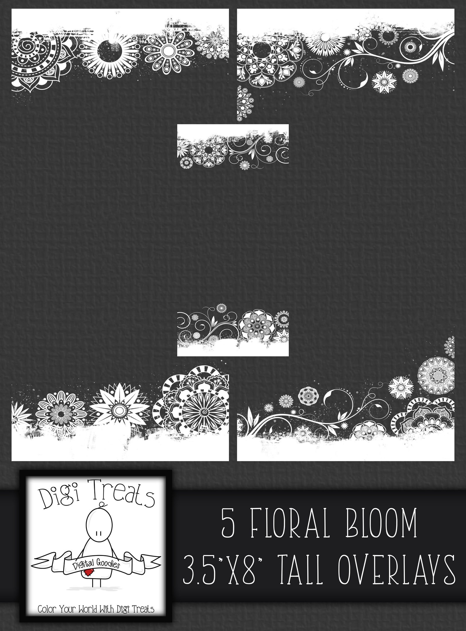 3.5 X 8 Floral Bloom Overlays 5 Tall Overlays - Etsy UK