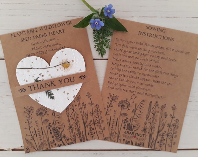 THANK YOU Plantable Wildflower Seed Paper Heart Favour - Etsy THANK YOU Plantable Wildflower Seed Paper Heart Favour - Etsy