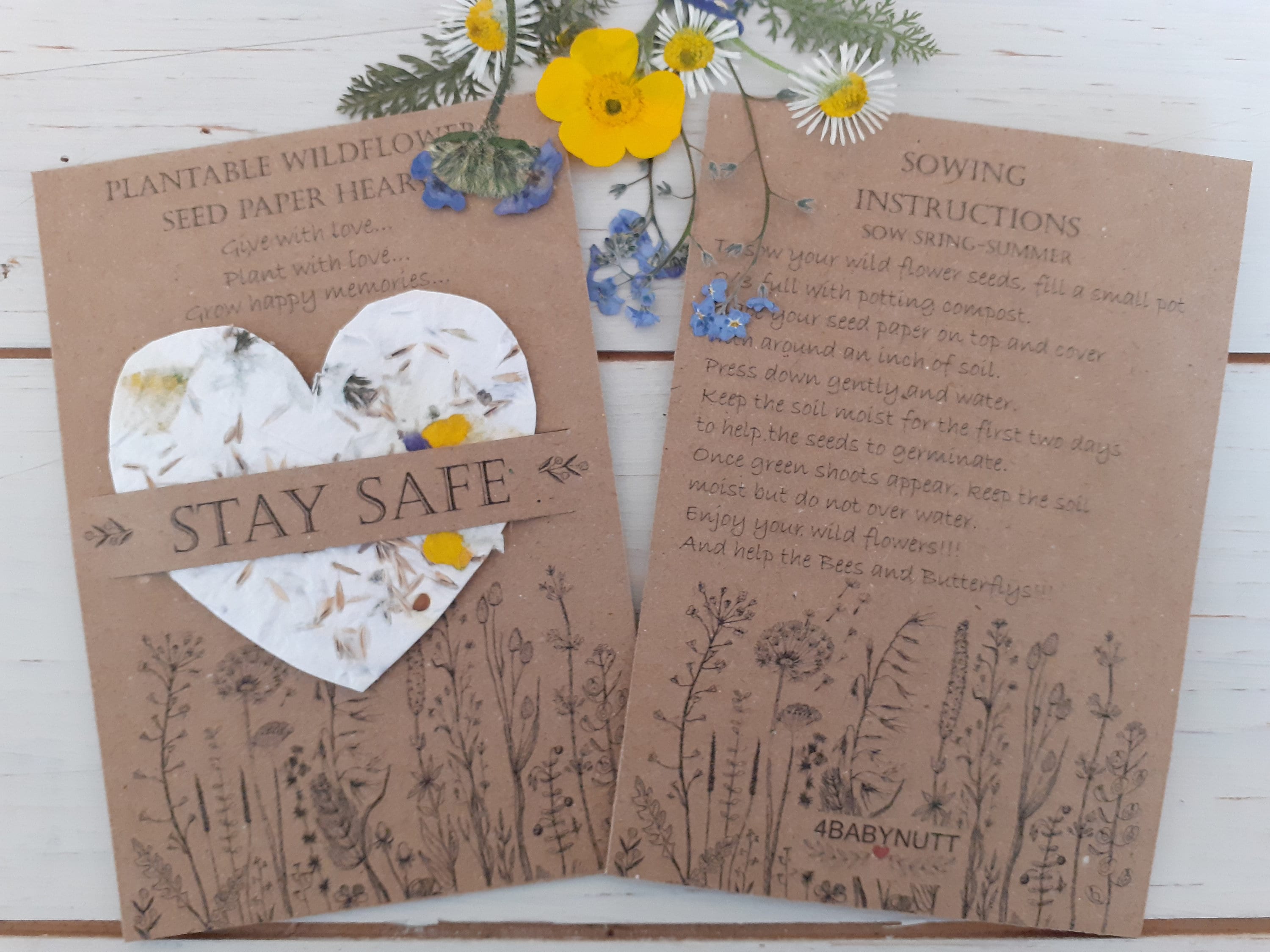 STAY SAFE Plantable Wild Flower Seed Heart Favour - Etsy UK