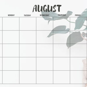 May-august | Monthly Blank Calendar | | 11 X 8.5 Inches | Horizontal ...