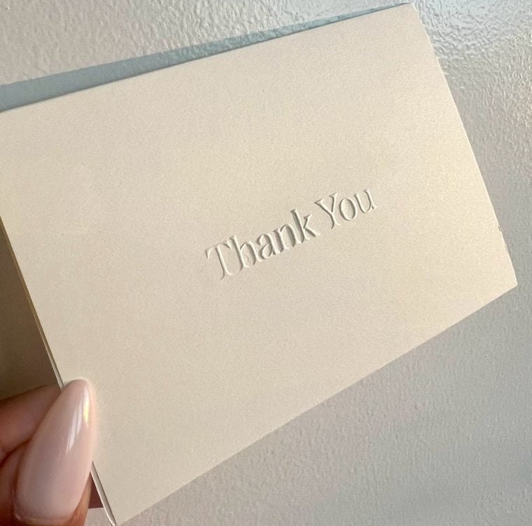 Minimalist Embossed Thank You Card (folded) | Blind Embossed | Set of 6 ...