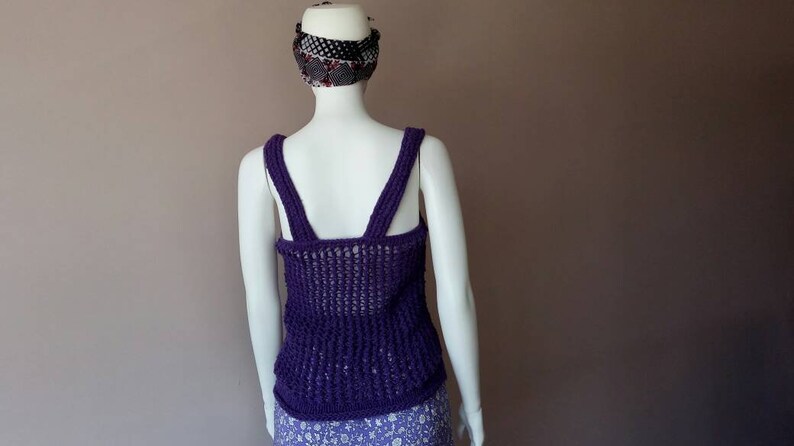 Tank Top Hand Knit of Cotton Yarn. Handmade - Etsy