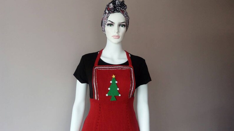 Women's Apron, Kitchen Apron With Crochet in Colours Around, Handmade ...