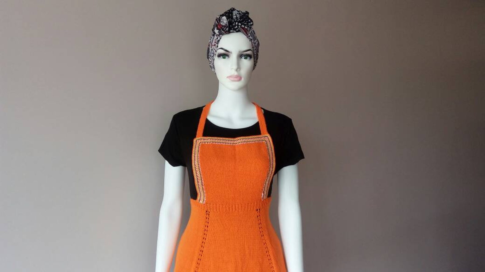 Women's Apron, Kitchen Apron With Crochet in Colours Around, Handmade ...