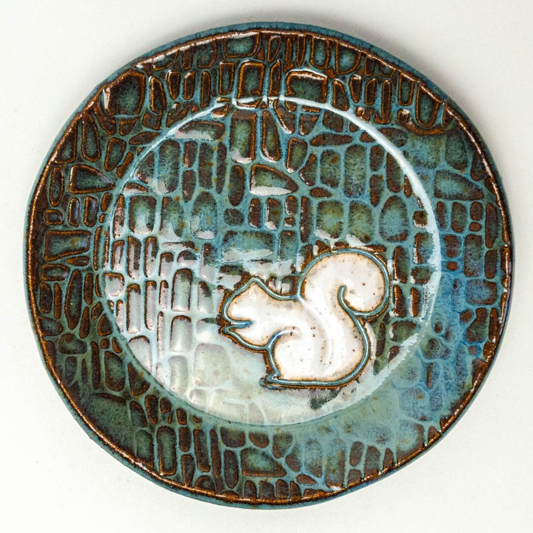 White Squirrel Handmade Ceramic Blue Circle Trinket Dish - Etsy