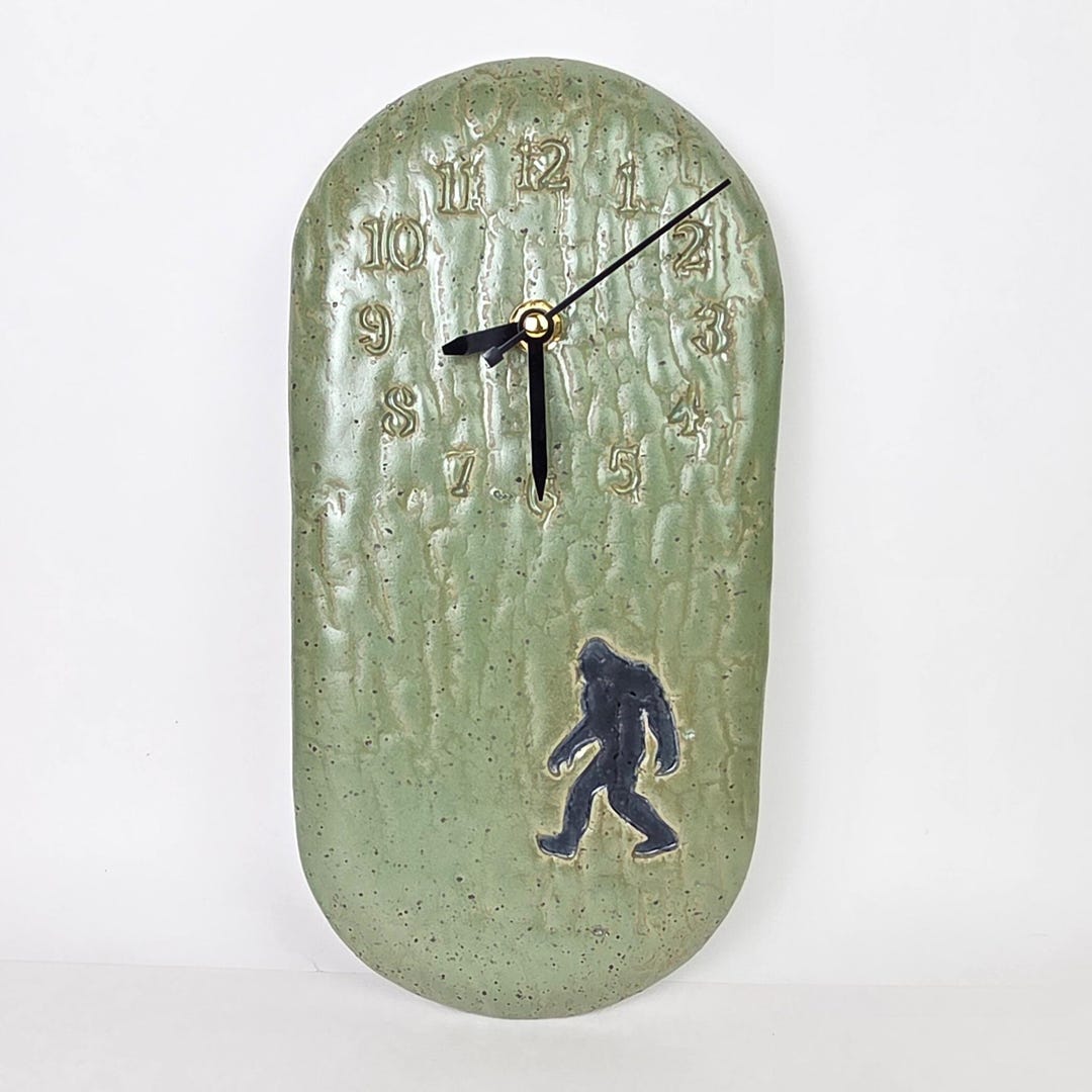 Sasquatch / Bigfoot Handmade, in Ohio, Green Stoneware Clock - Etsy