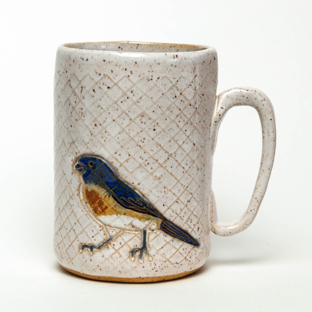 Blue Bird White Handmade Ceramic 16 Oz Mug - Etsy