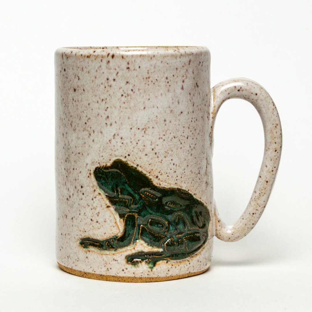Green Toad / Bullfrog Handmade Ceramic 16 Oz White Mug - Etsy