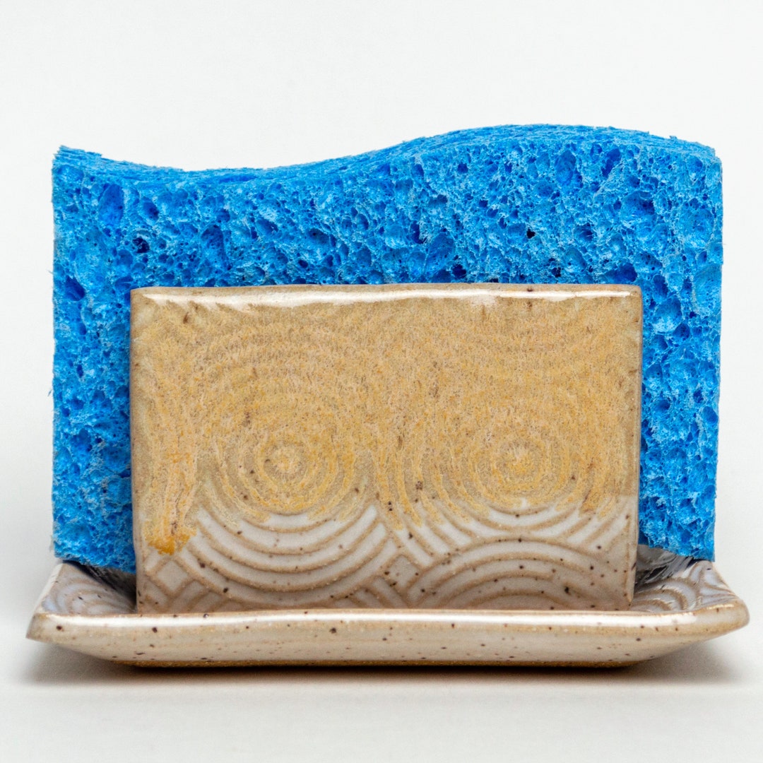 Handmade Ceramic White and Peach Spiral Patterned Sponge Holder - Etsy