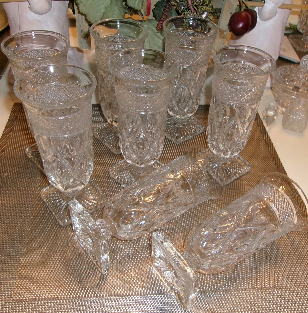 4 WINE Orjuice GLASSES Cape Cod Pattern From Imperial Glass. - Etsy