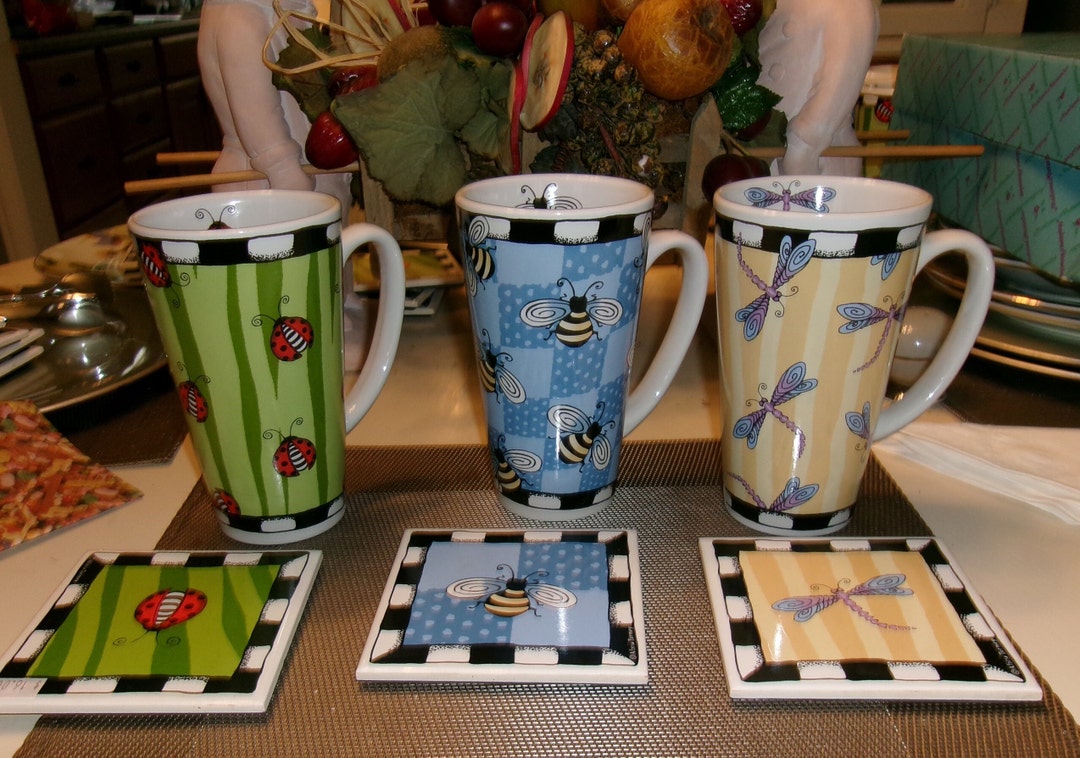 Bug Me 5 Tall Mugs by Signature Designed by Alice Tormey. - Etsy