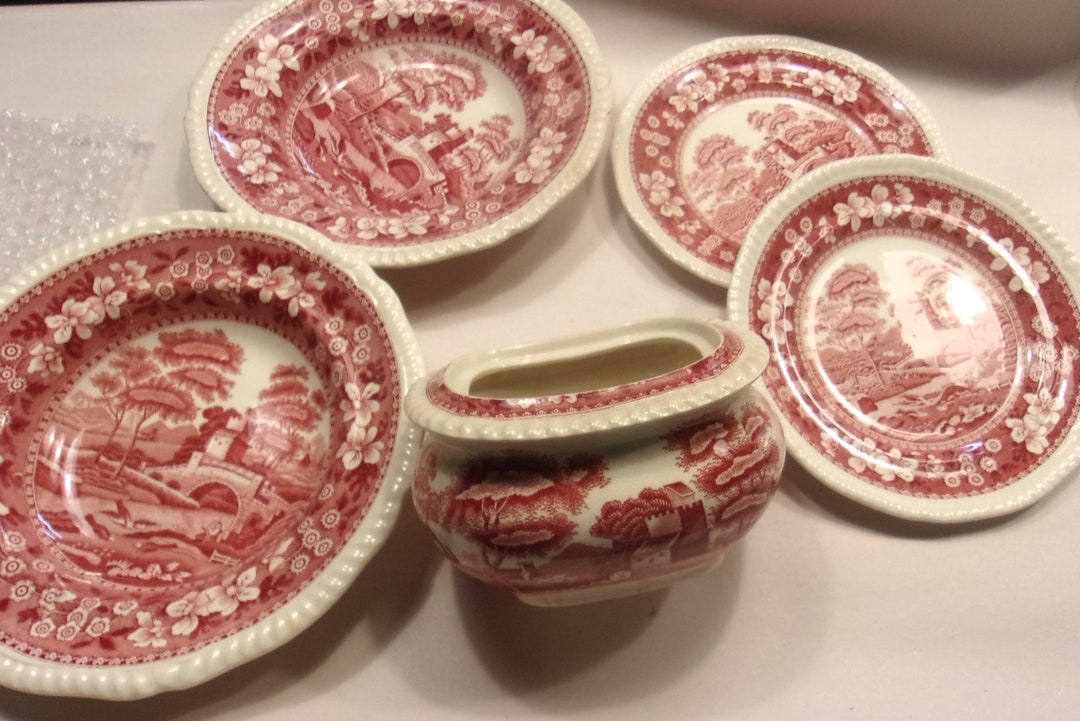 SPODE TOWER PINK, 5 Piece Lot - Etsy