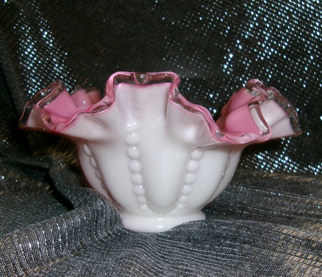 Fenton Art Glass Peach Crest MELON 6 1/2 Inch Bowl MILK GLASS 50'S - Etsy