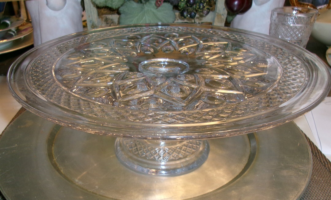 Cape Cod Pattern From Imperial Glass. CAKE PLATE PEDESTAL Fabulous - Etsy