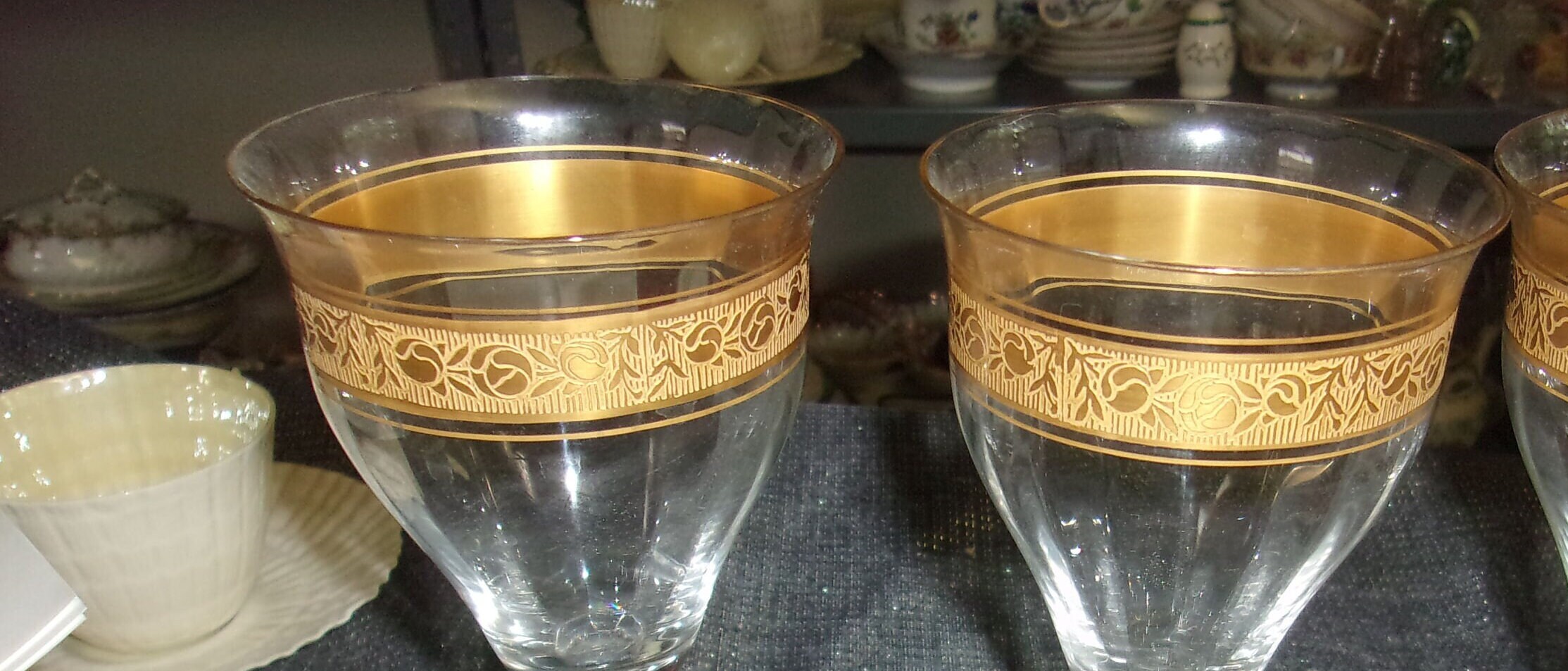 2 Vintage FRY WATER Glasses/wine Glasses Encrusted Gold Band - Etsy