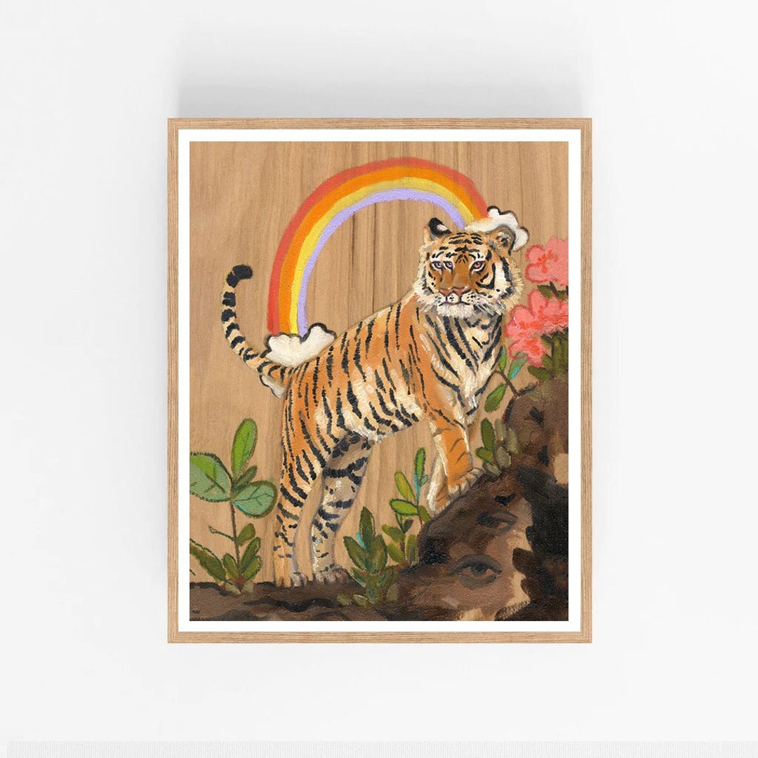 Rainbow Tiger - Art Print 8x10", Fine Art Print, Art Print, Wall Art - Etsy