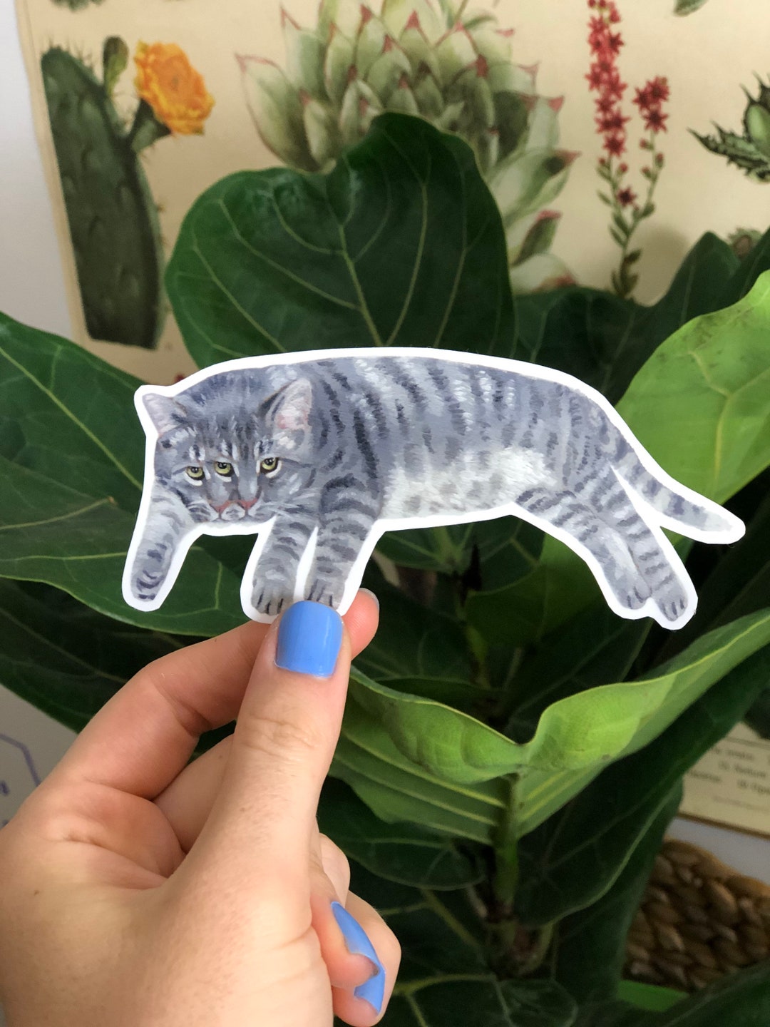 Vinyl Sticker, Trippy Gray Cat, Cat Sticker, Animal Sticker - Etsy