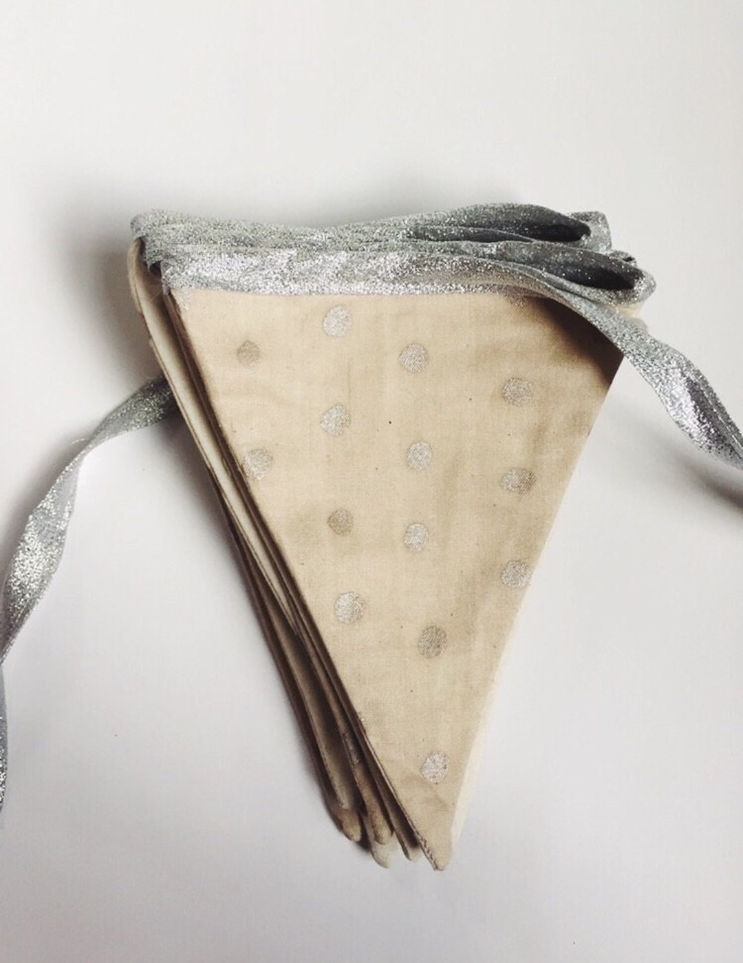 Bunting / Fanion Banner Tan and Silver Polka Dots Party Decor Wedding ...