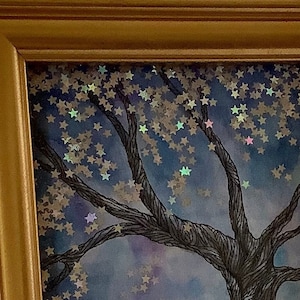 Tree of Stars, Original Star Tree Painting, Magical Tree Watercolor ...