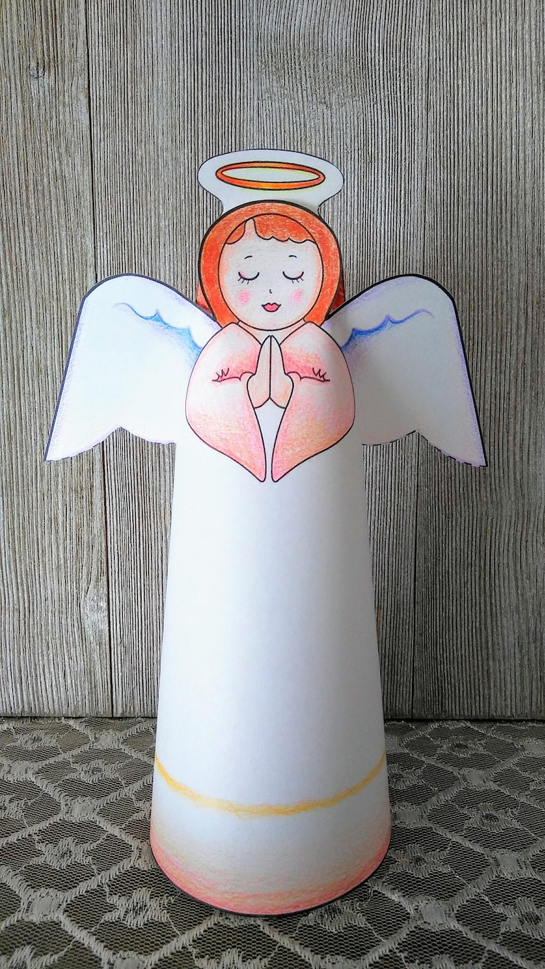 Paper Angel Printable Coloring Craft for Children PDF Part | Etsy