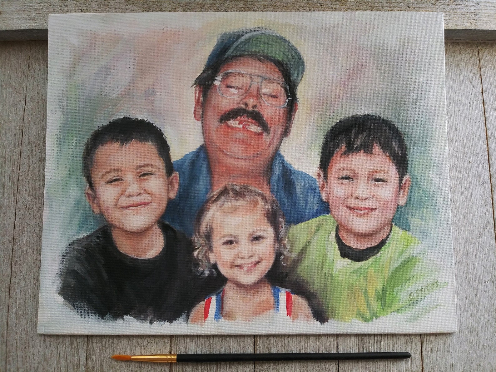 Memory Portrait Hand Painted Portrait 8x10 Inch Canvas | Etsy