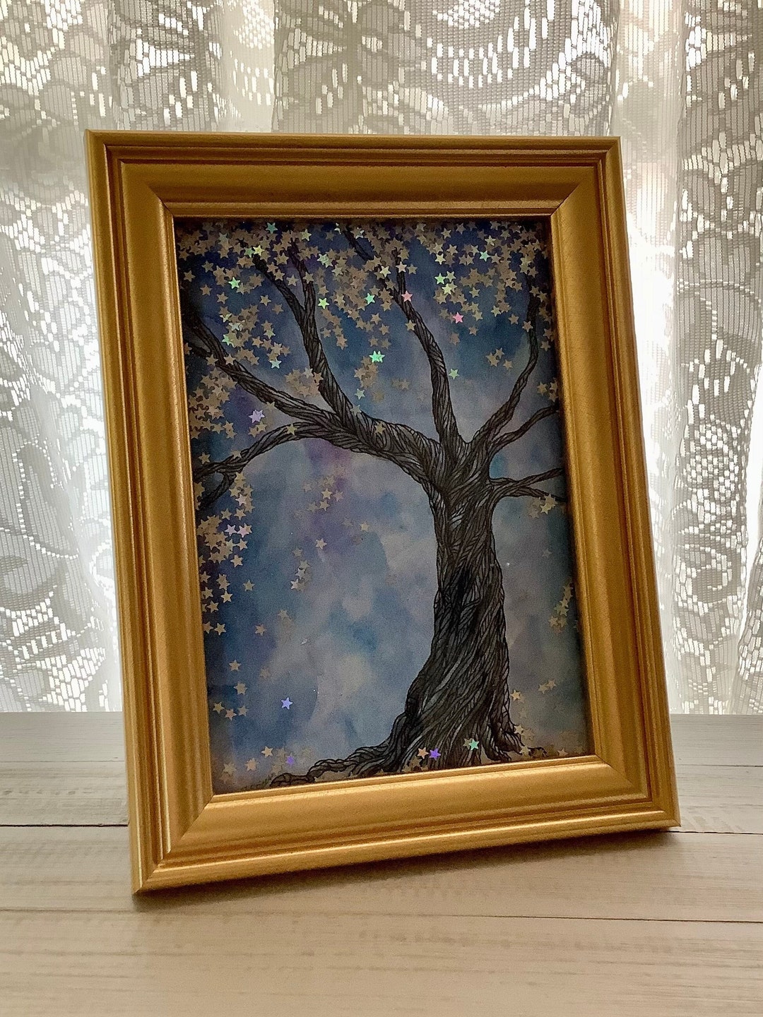 Tree of Stars, Original Star Tree Painting, Magical Tree Watercolor ...