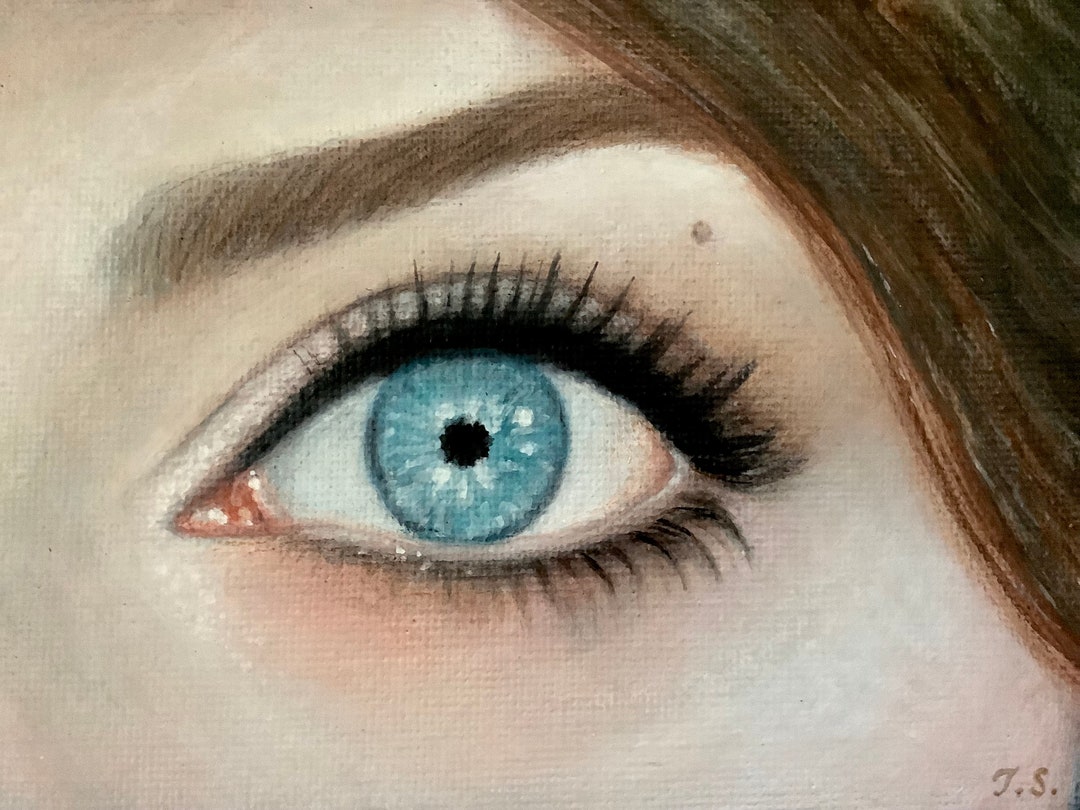 Hand Painted Eye Portrait, Pendant, Custom Canvas Art Lover's Eye Small ...