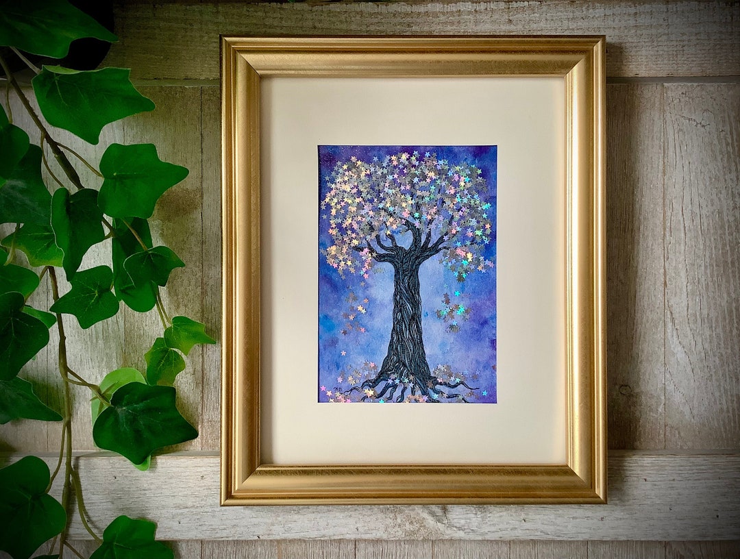 Sparkling Tree of Stars, Original Star Tree Painting, Magical Tree ...