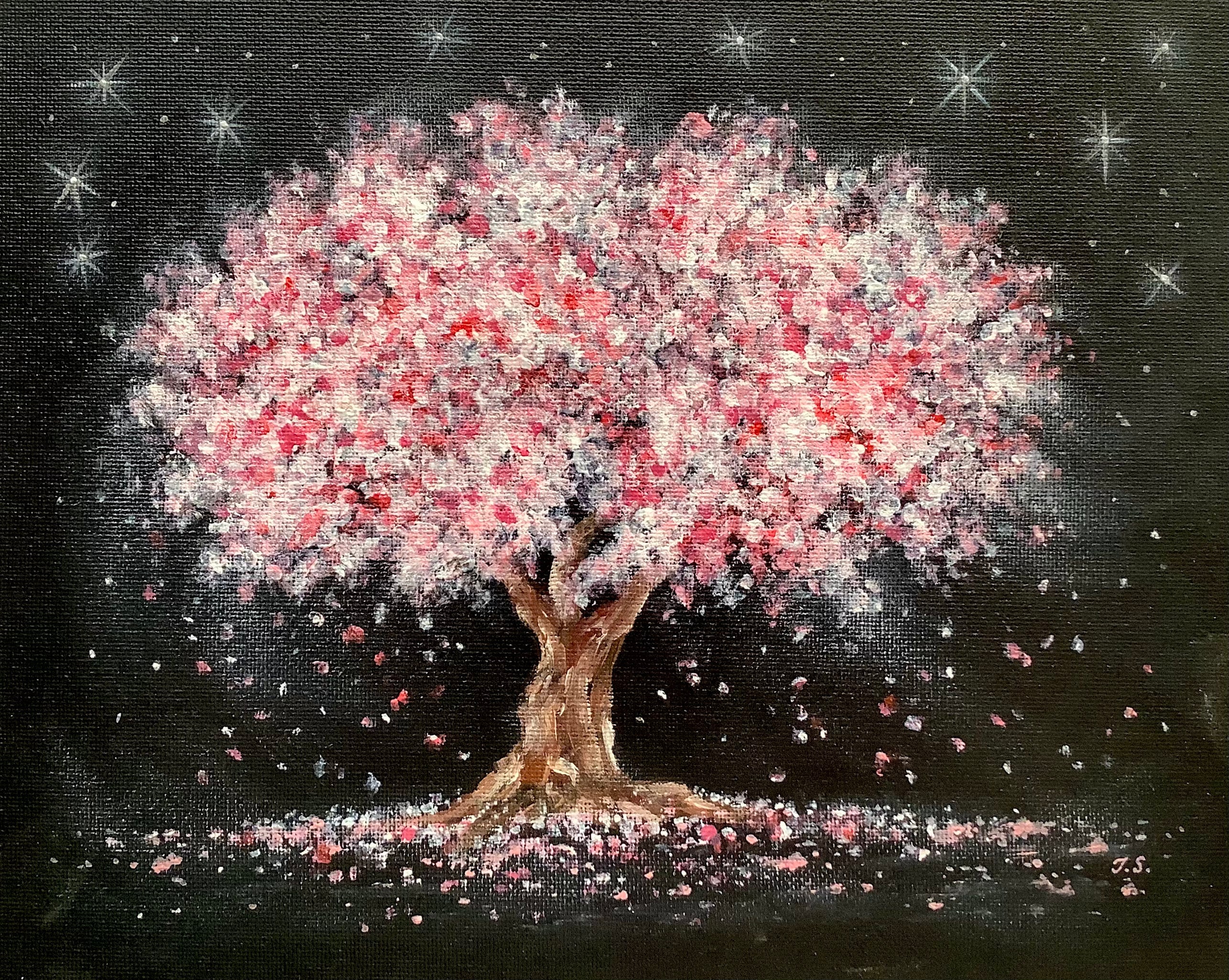 Cherry Blossom Tree Painting On Canvas