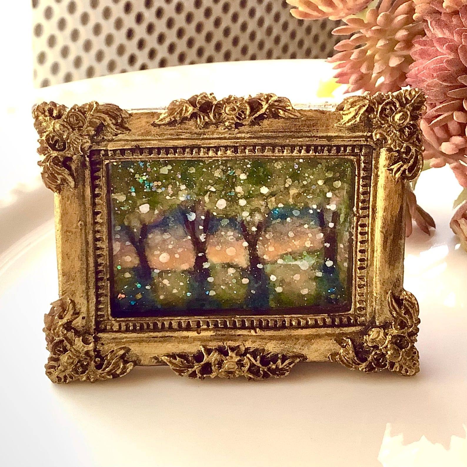 Original Miniature Painting: "fairies Glen at Sunset" in Gold Frame - Etsy