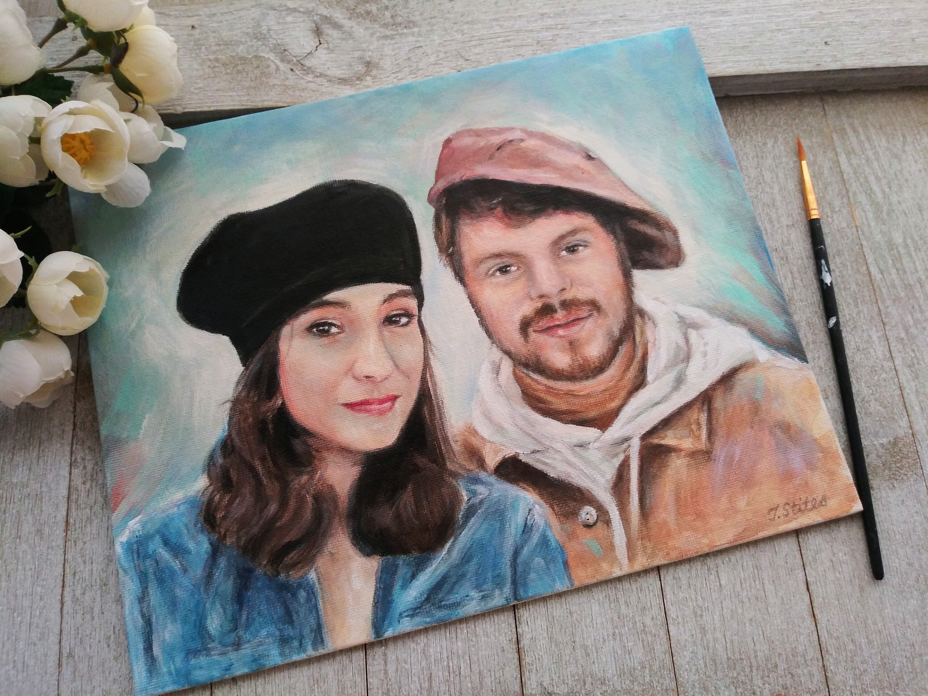 Memory Portrait Hand Painted Portrait 8x10 Inch Canvas | Etsy